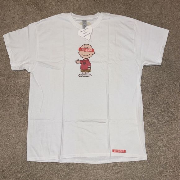 Gildan | Shirts | Life Junkie Charlie Brown Like White T Shirt Size Xl ...